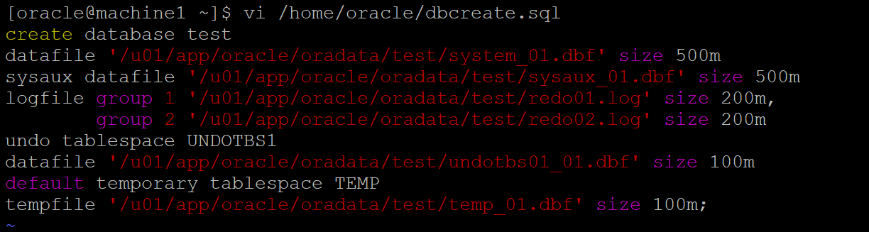 Create Oracle Database Manually