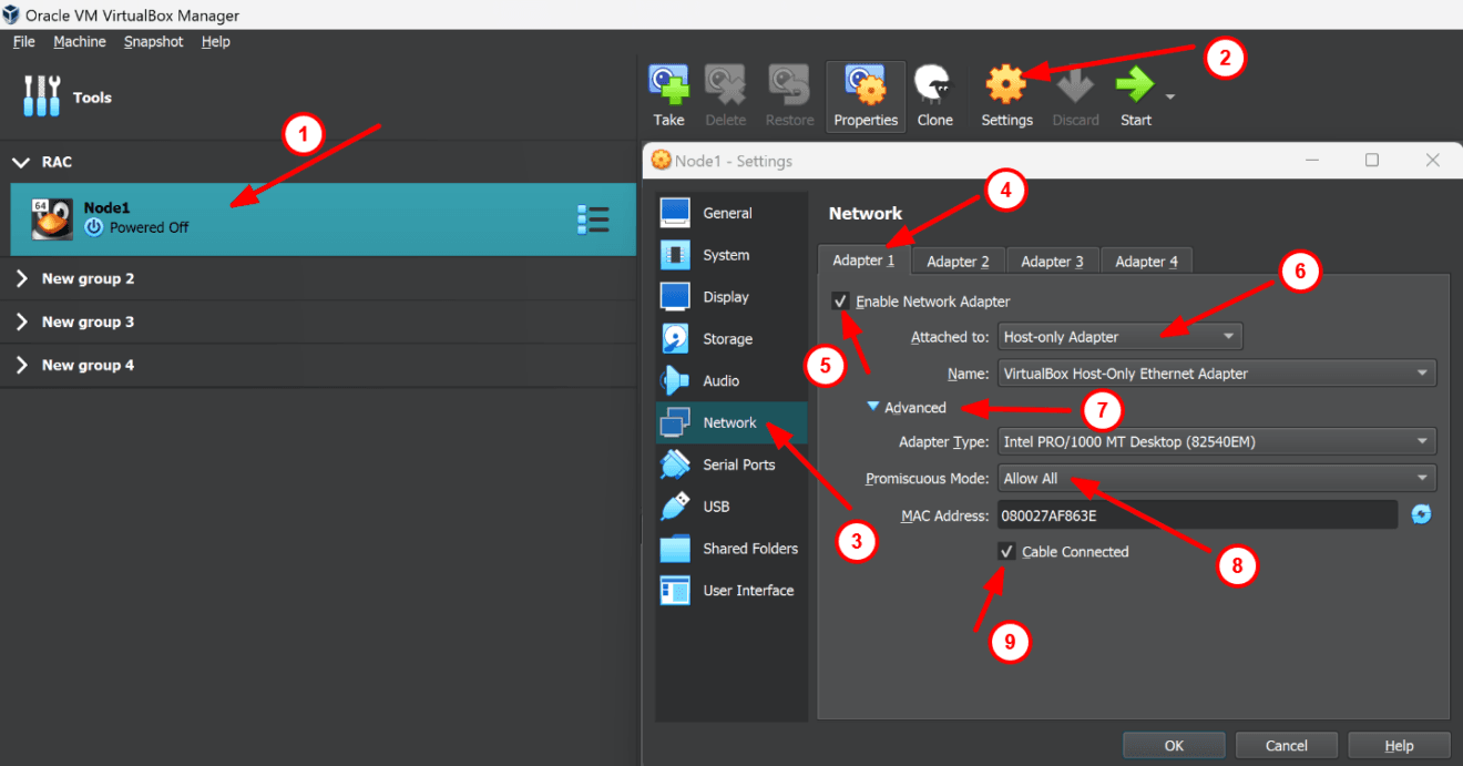 VirtualBox Network Configuration For Oracle RAC : Easy Guide